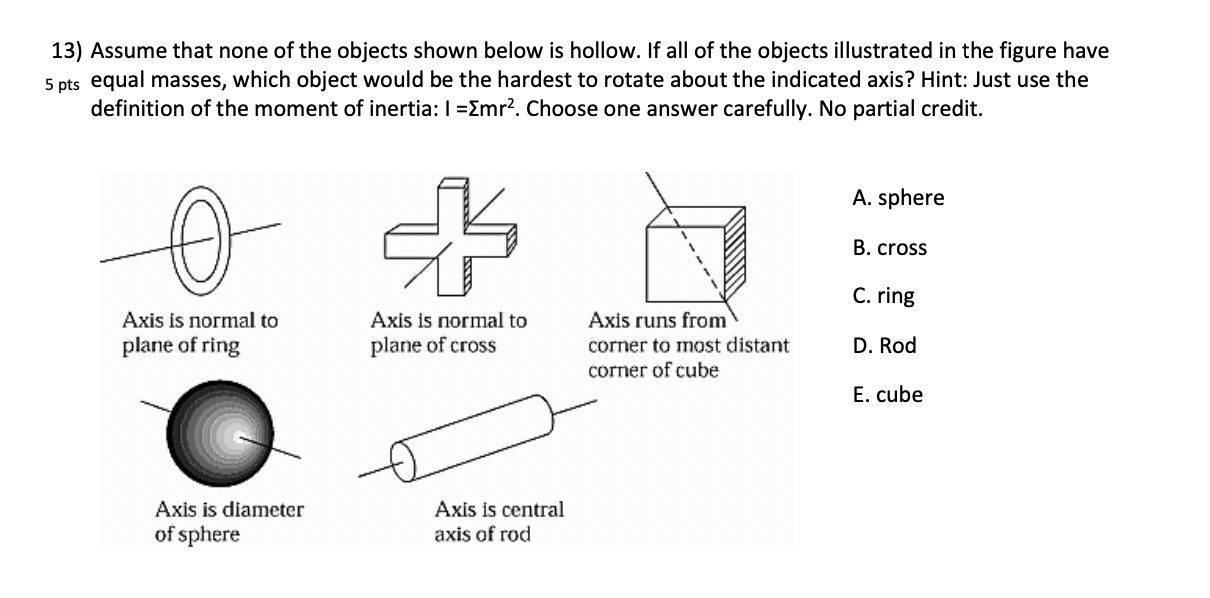 Solved 13) Assume that none of the objects shown below is | Chegg.com