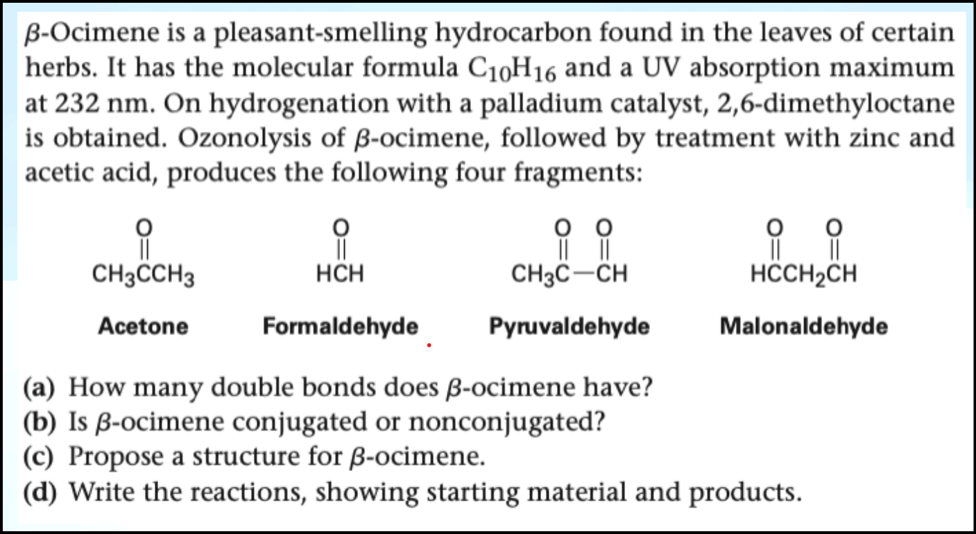Solved β-Ocimene is a pleasant-smelling hydrocarbon found in | Chegg.com