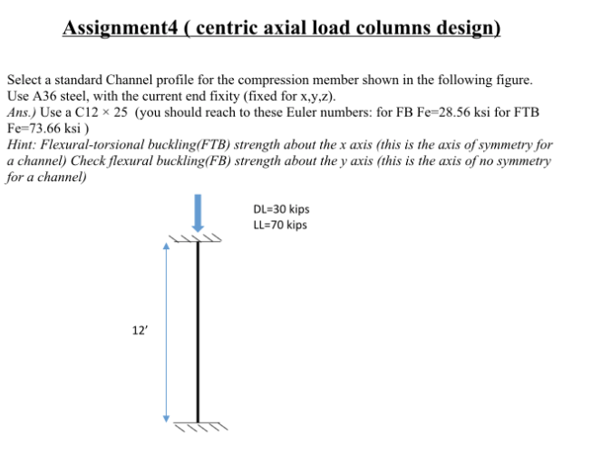 Solved Assignment4 (centric axial load columns design) | Chegg.com