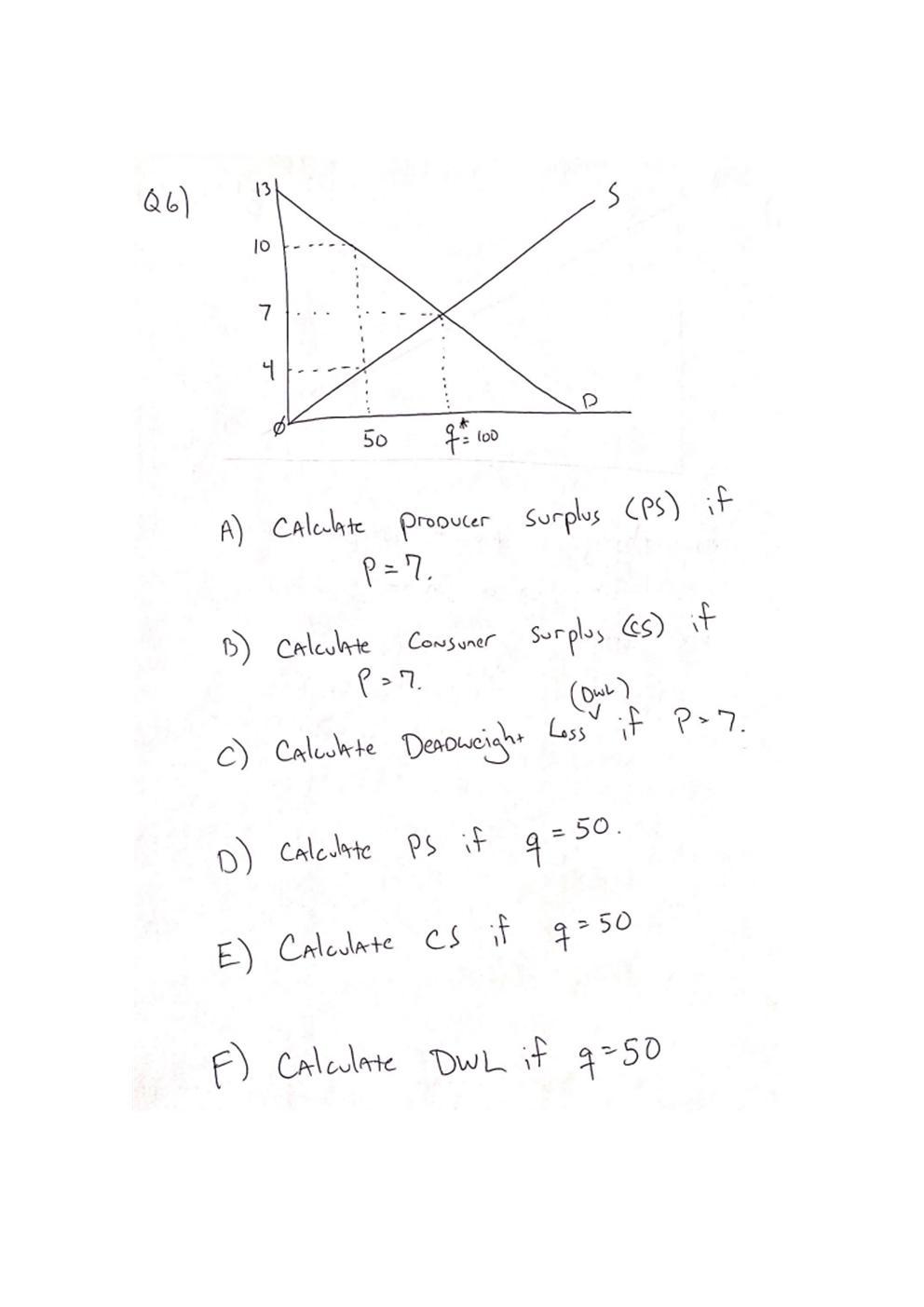 Solved 13 Q6) s 10 7 4 ton 50 loo A) Calculate producer | Chegg.com