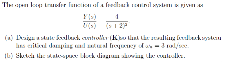 Solved The open loop transfer function of a feedback control | Chegg.com