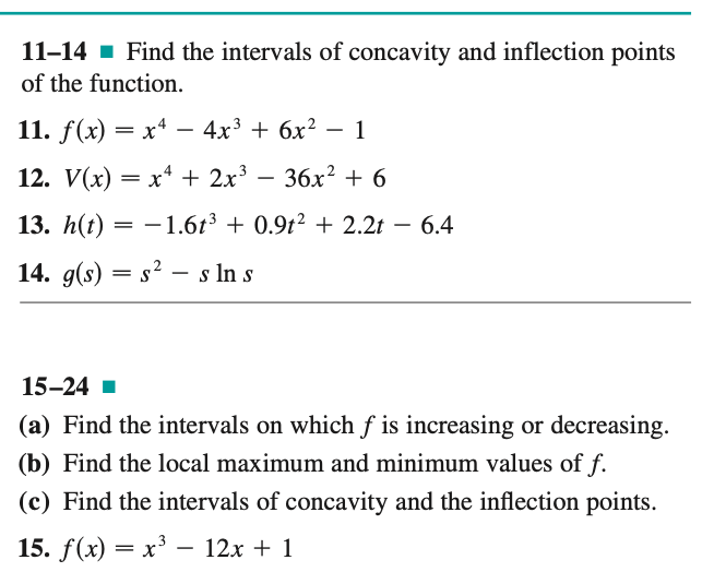 Solved 11-14 - Find the intervals of concavity and | Chegg.com