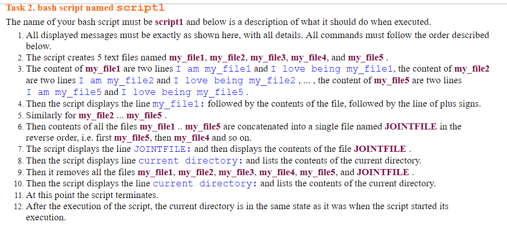 Solved Task 2. bash script named scrip The name of your bash | Chegg.com