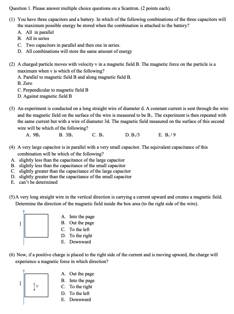 Solved Question 1. Please answer multiple choice questions | Chegg.com