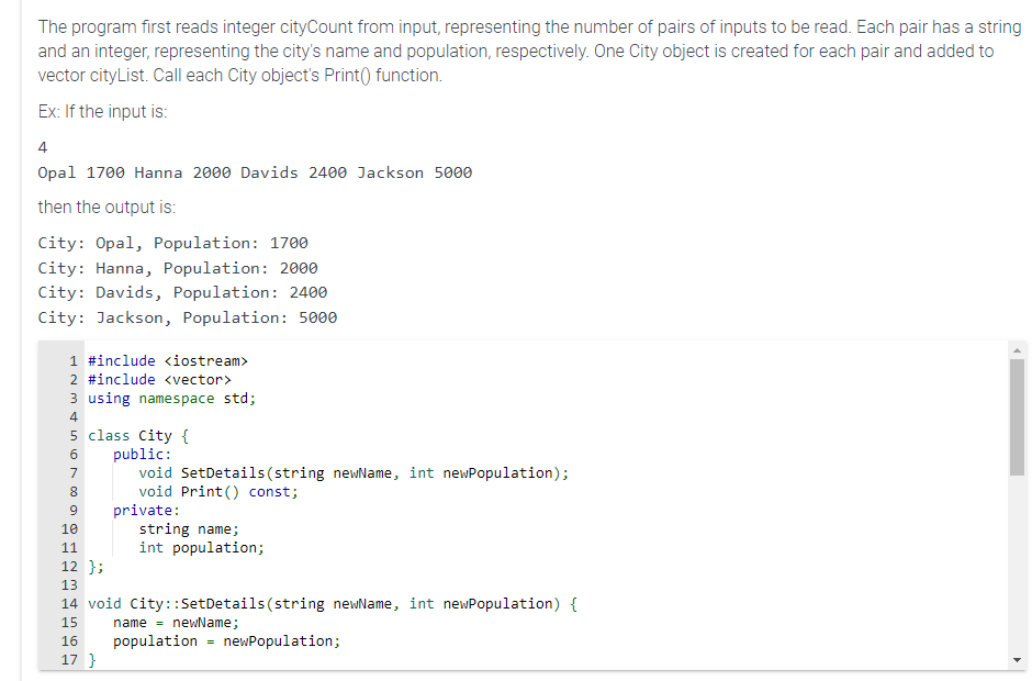 Solved The program first reads integer cityCount from input, | Chegg.com