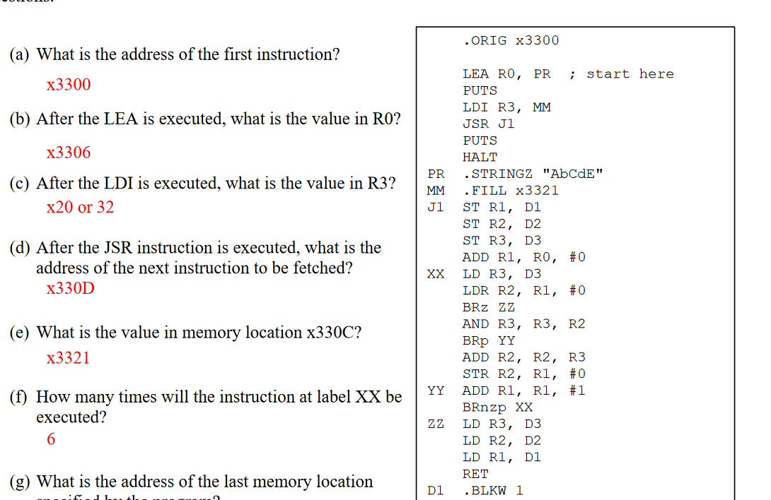 Solved (a) What is the address of the first instruction? | Chegg.com