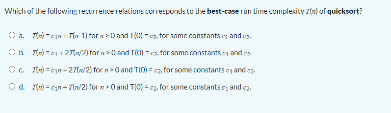 Solved Which of the following recurrence relations | Chegg.com