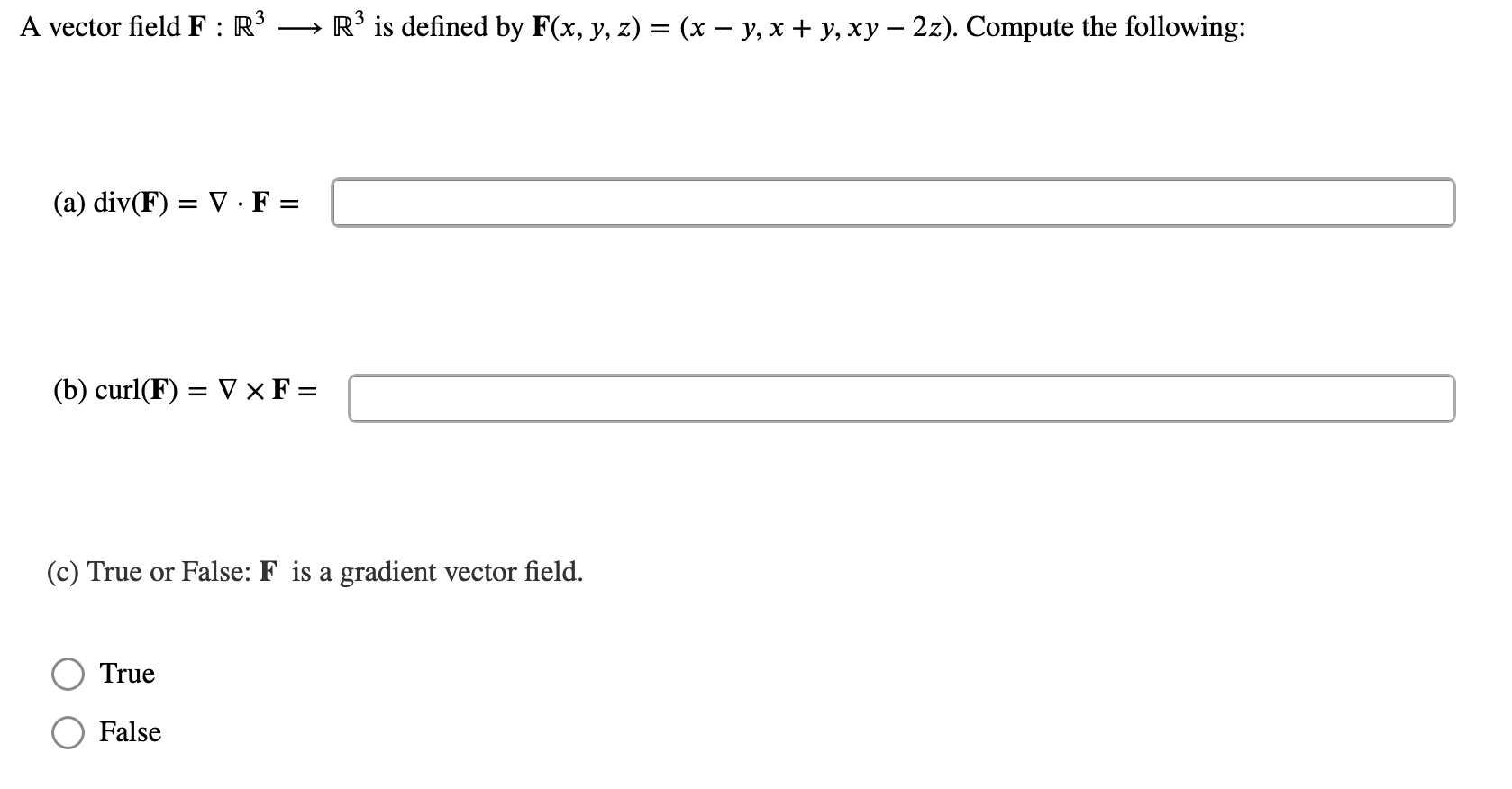 Solved A vector field F: R3 R3 is defined by F(x, y, z) = (x | Chegg.com