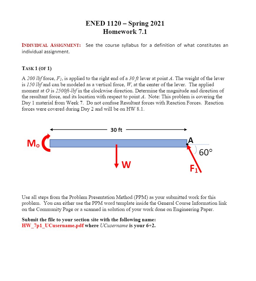 Solved ENED 1120 - Spring 2021 Homework 7.1 INDIVIDUAL | Chegg.com