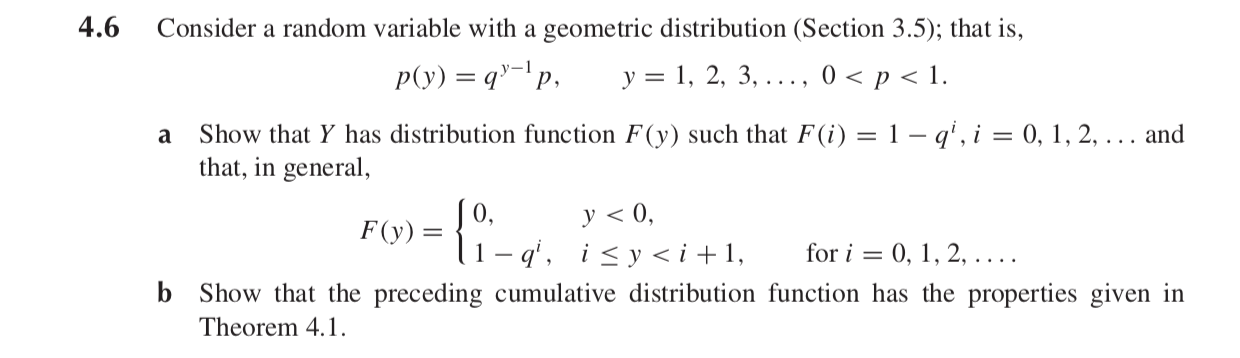 Solved 4.6 Consider a random variable with a geometric | Chegg.com