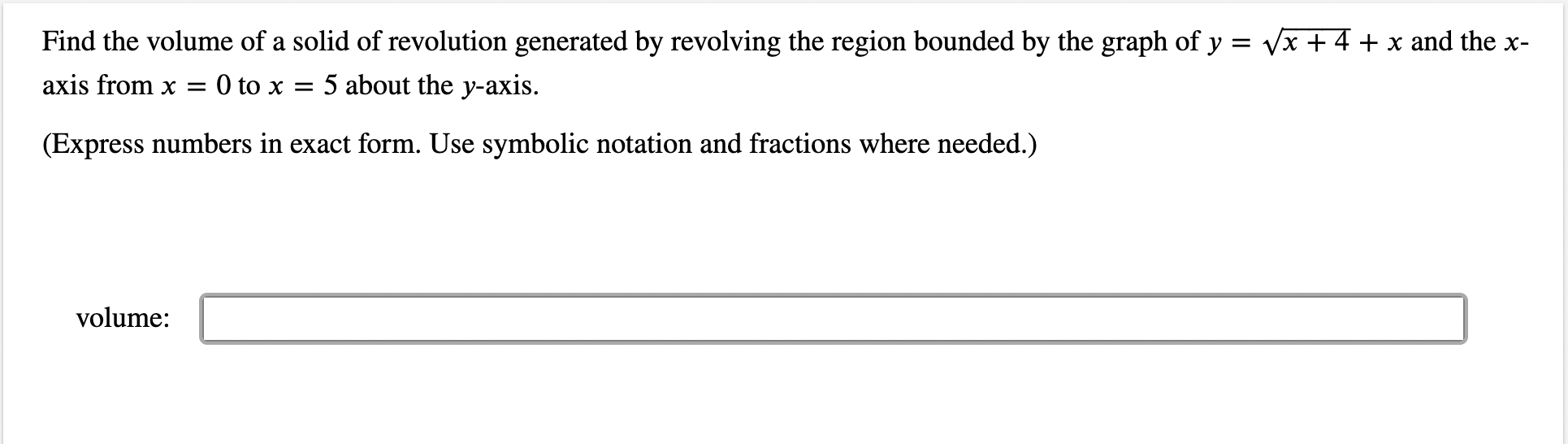 Solved Find the volume of a solid of revolution generated by | Chegg.com