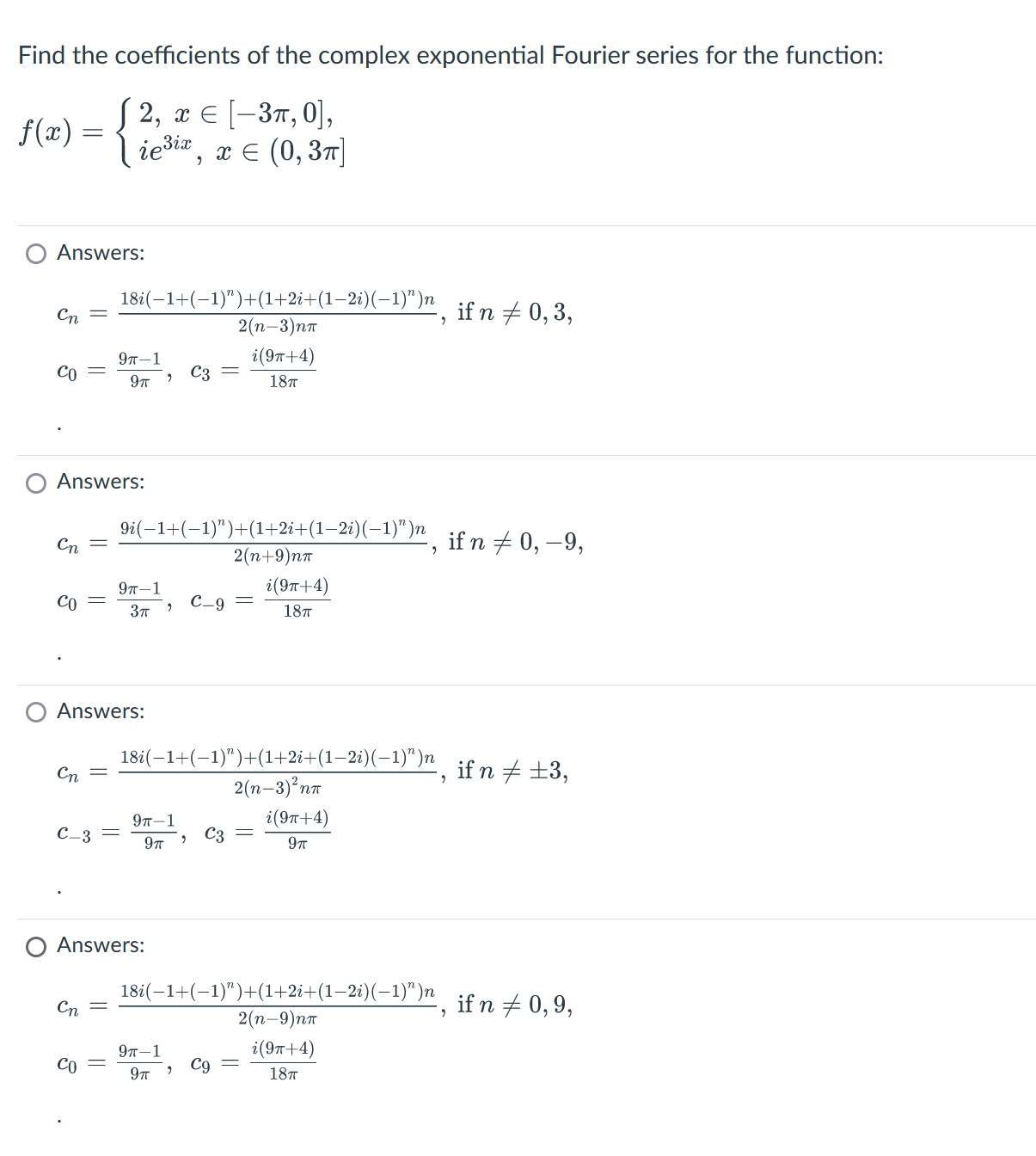 Solved Find the coefficients of the complex exponential | Chegg.com