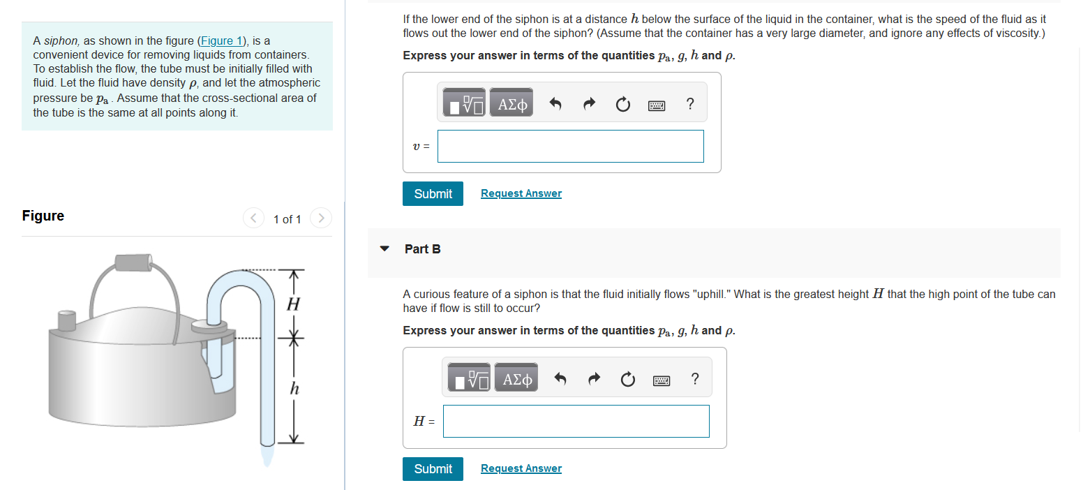 Solved Figure Part B A curious feature of a siphon is that | Chegg.com