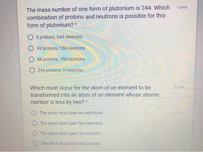Solved The mass number of one form of plutonium is 244. | Chegg.com