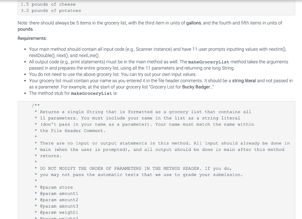 Solved 3.14 Ch 3 Program, part 3: Grocery List This program | Chegg.com