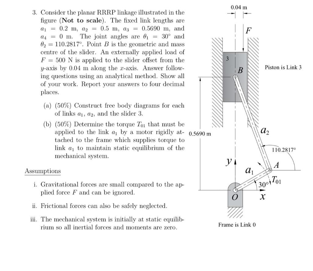 Solved 0.04 m F 3. Consider the planar RRRP linkage | Chegg.com