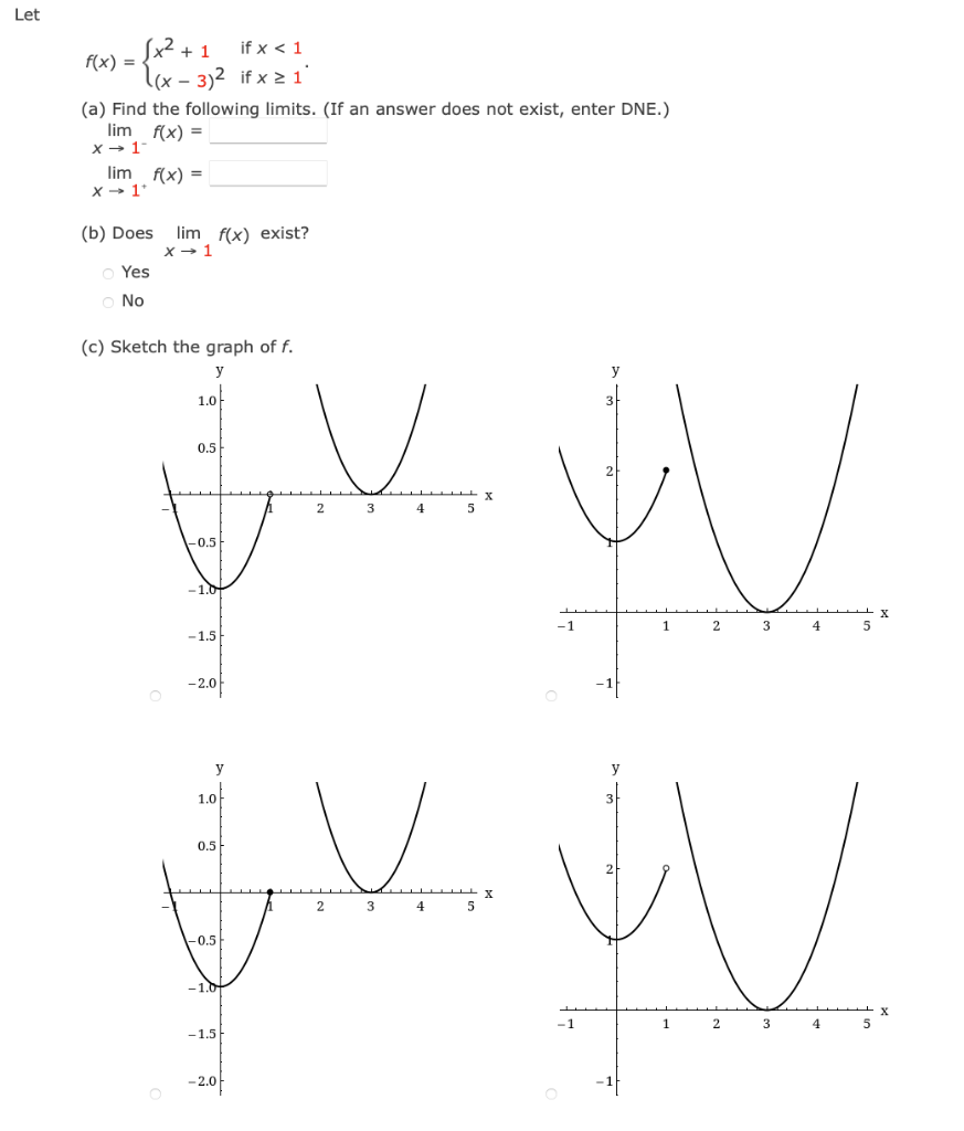 Solved f(x)={x2+1(x−3)2 if x