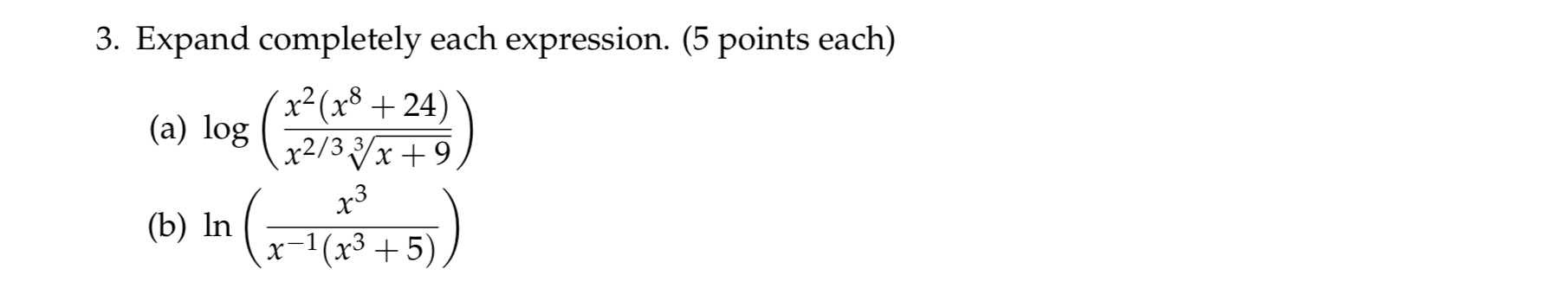 Solved 3. Expand completely each expression. (5 points each) | Chegg.com