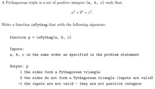 Solved A Pythagorean triple is a set of positive integers | Chegg.com