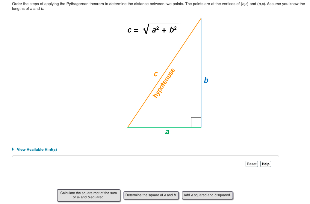 Solved Order the steps of applying the Pythagorean theorem | Chegg.com