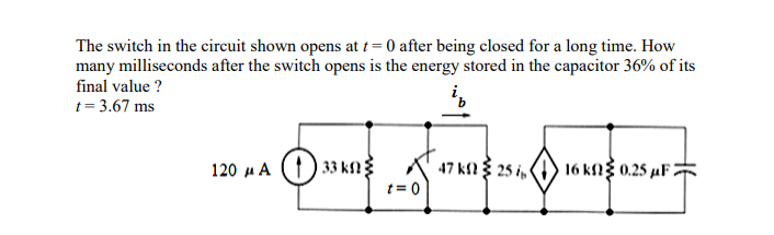 Solved The switch in the circuit shown opens at t-0 after | Chegg.com