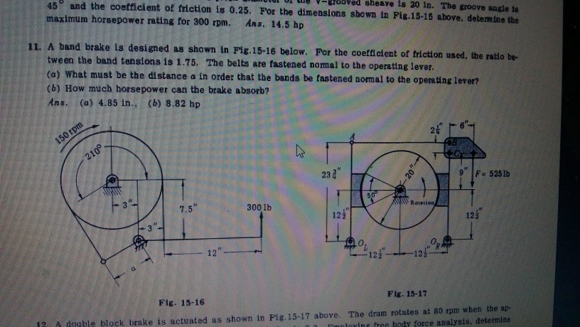 Solved ILI U W V-Iobved sheave is 30 in. The groove angle is | Chegg.com