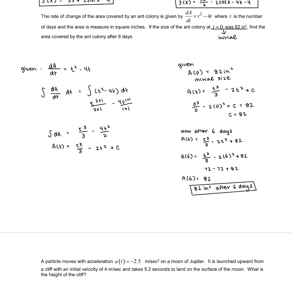 Solved This is part of a section for Calculus 1 under | Chegg.com