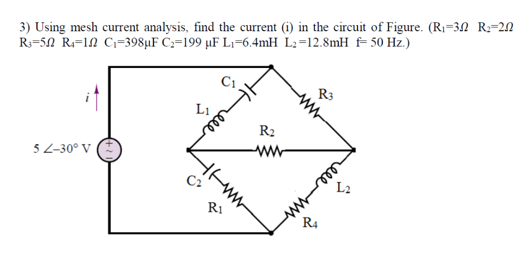 Solved 3) Using mesh current analysis, find the current (i) | Chegg.com