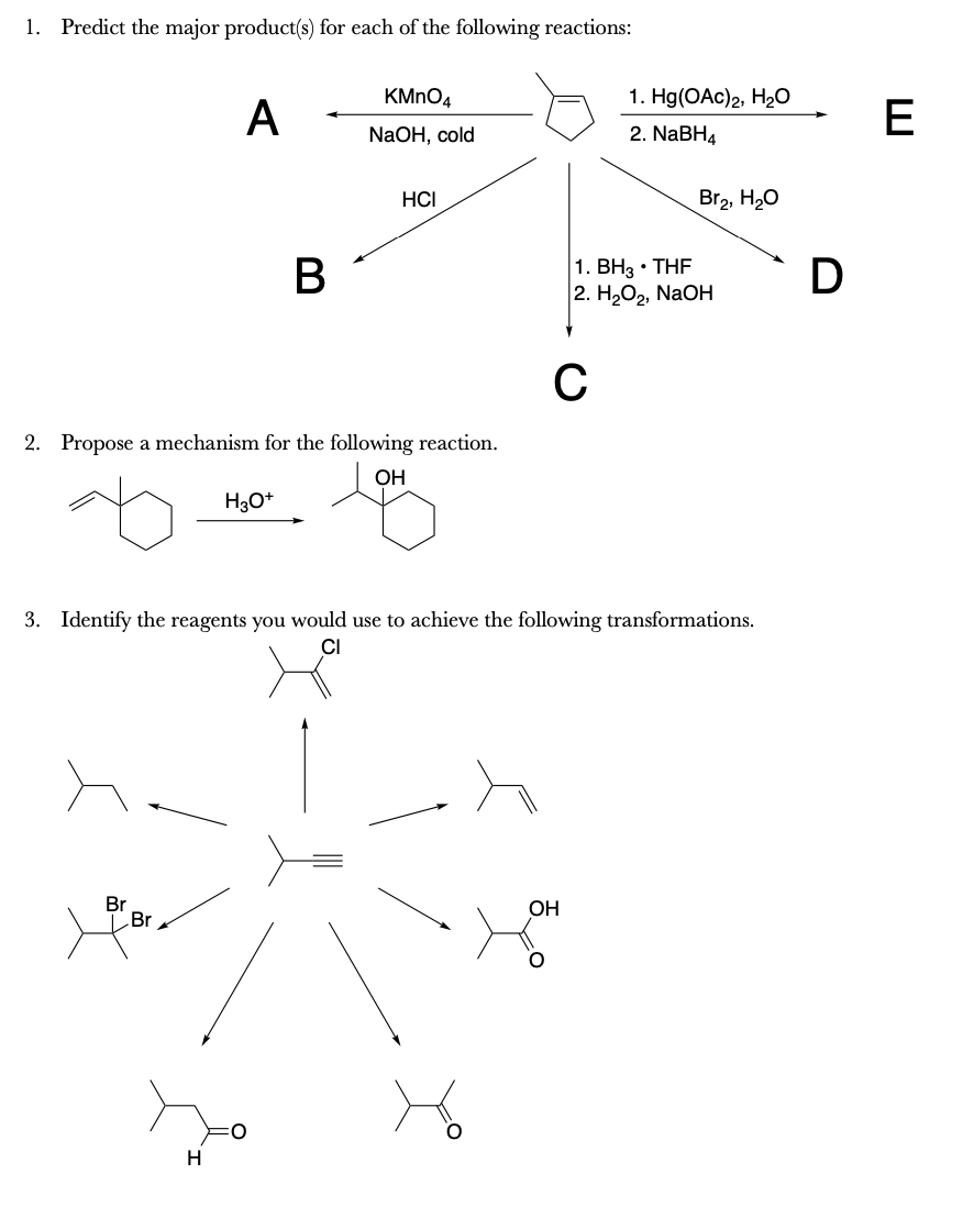 Solved 1. Predict the major product(s) for each of the | Chegg.com
