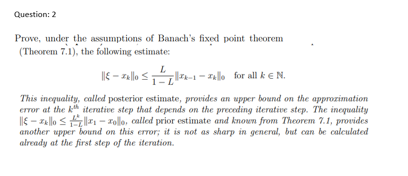 Prove, under the assumptions of Banach's fixed point | Chegg.com