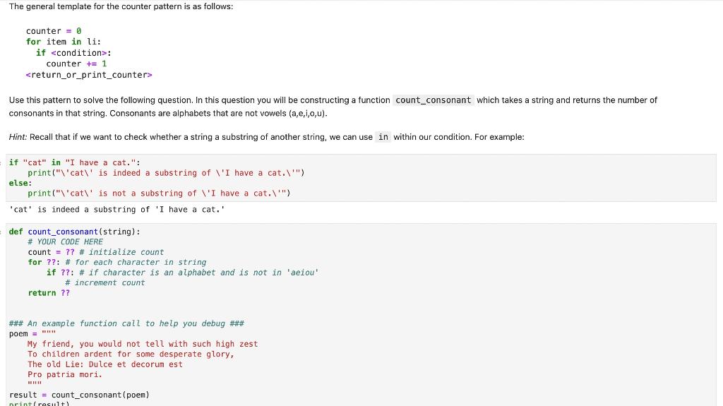 Solved The general template for the counter pattern is as | Chegg.com