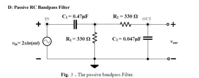 Solved D: Passive RC Bandpass Filter IN C1=0.47uF + R = 330 | Chegg.com