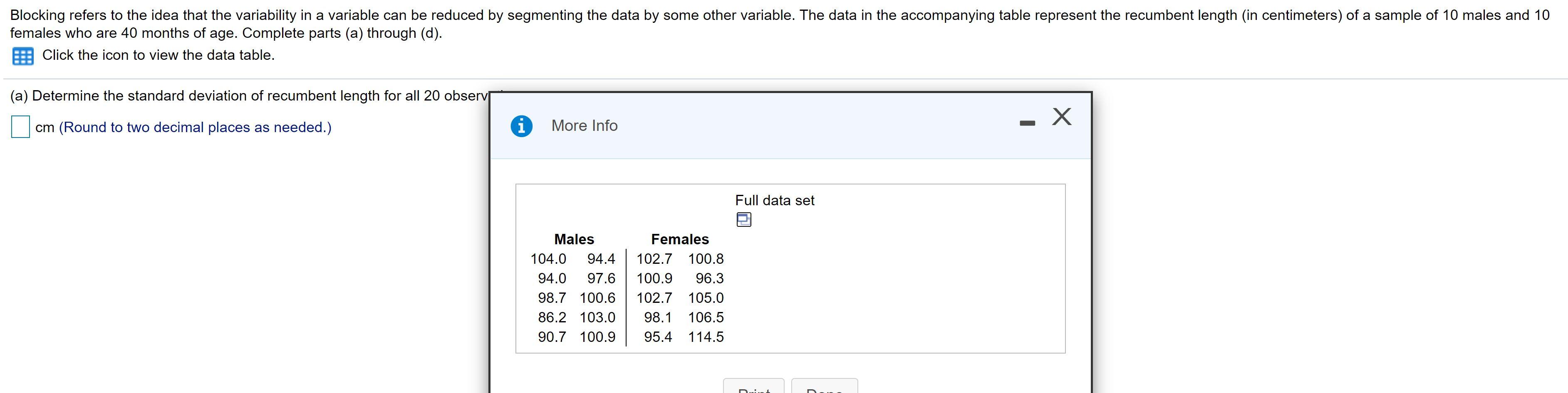 Solved (a) Determine the standard deviation of recumbent | Chegg.com