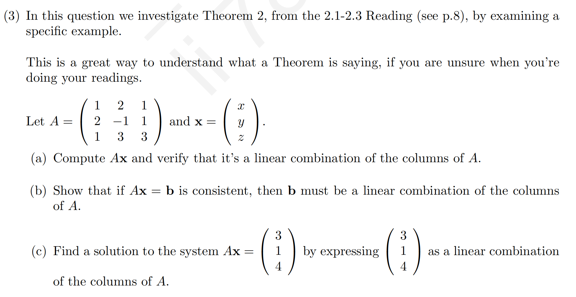 Solved 3) In this question we investigate Theorem 2, from | Chegg.com