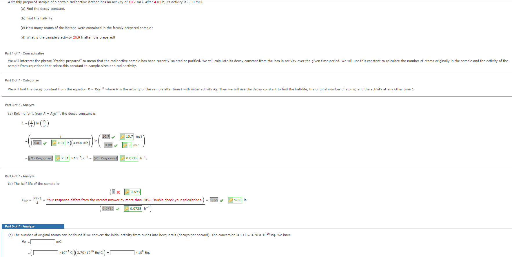 Solved A freshly prepared sample of a certain radioactive | Chegg.com