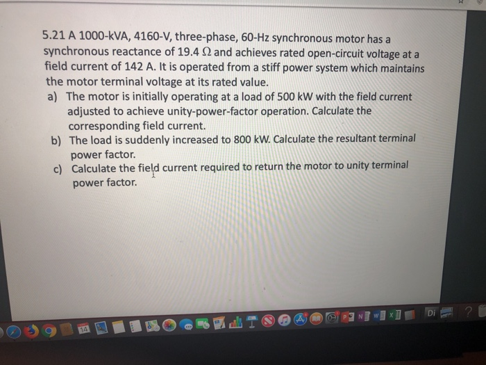 Solved 5.21 A 1000-kVA, 4160-V, three-phase, 60-Hz | Chegg.com