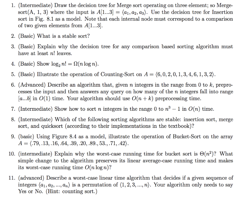 Solved 1 Intermediate Draw The Decision Tree For Merge