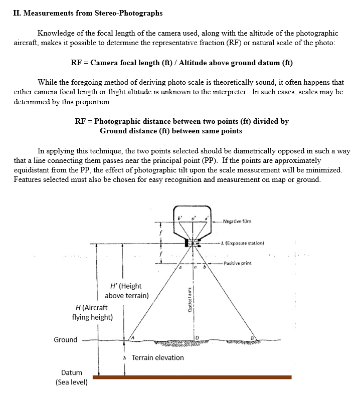 Solved II. Measurements from Stereo-Photographs Knowledge of | Chegg.com