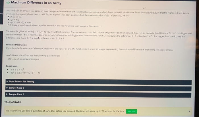 Solved Maximum Difference in an Array You are given an array | Chegg.com
