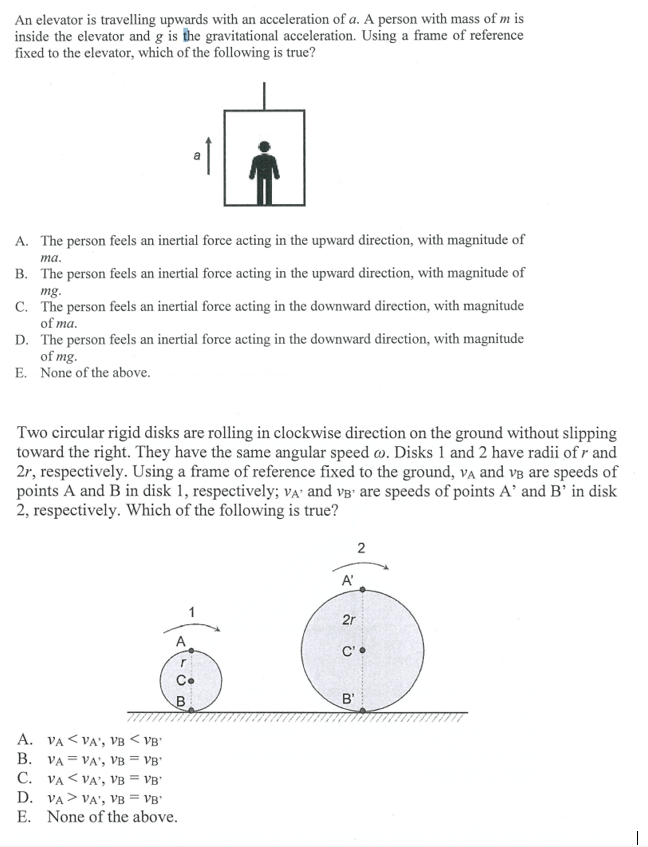 Solved An elevator is travelling upwards with an | Chegg.com