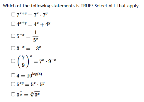 Solved Which of the following statements is TRUE? Select ALL | Chegg.com