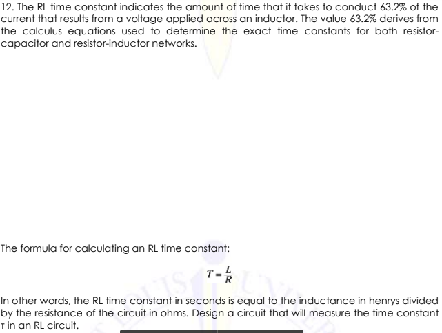 Solved 12. The RL time constant indicates the amount of time | Chegg.com