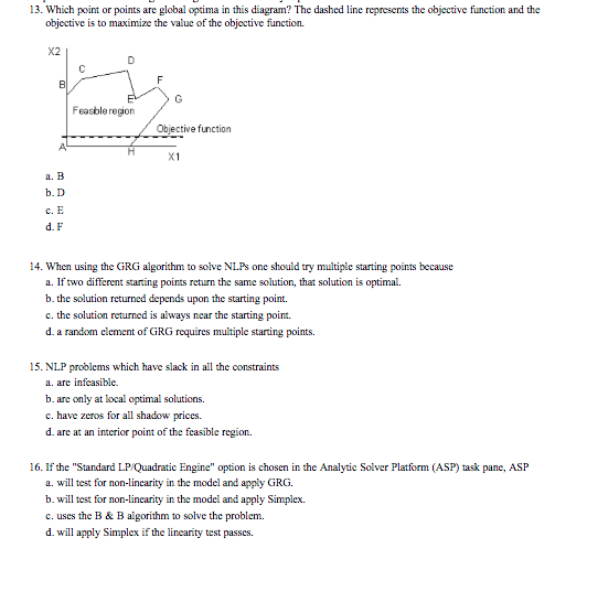 Solved 13. Which point or points are global optima in this | Chegg.com