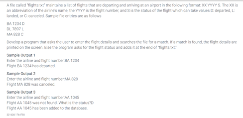 Solved A file called "flights.txt" maintains a list of | Chegg.com