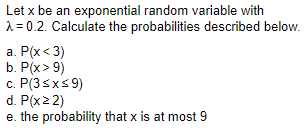 Solved Let x be an exponential random variable with λ=0.2. | Chegg.com