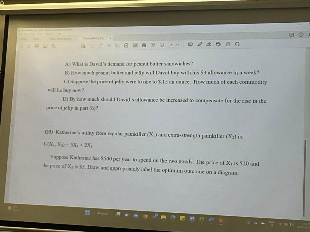 Solved A) What is David's demand for peanut butter | Chegg.com