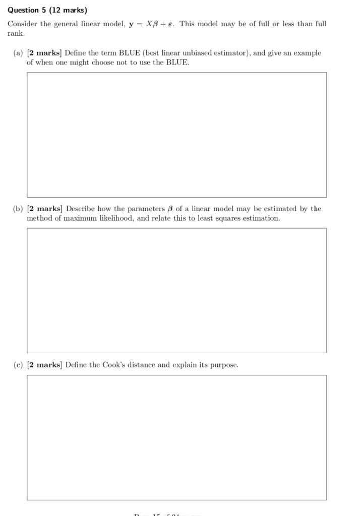 Solved Question 5 (12 marks) Consider the general linear | Chegg.com