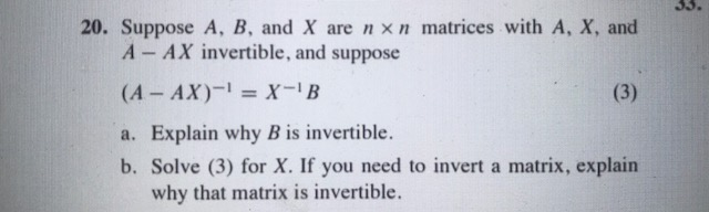 Solved 12. Let A be an invertible n x n matrix, and let B be | Chegg.com
