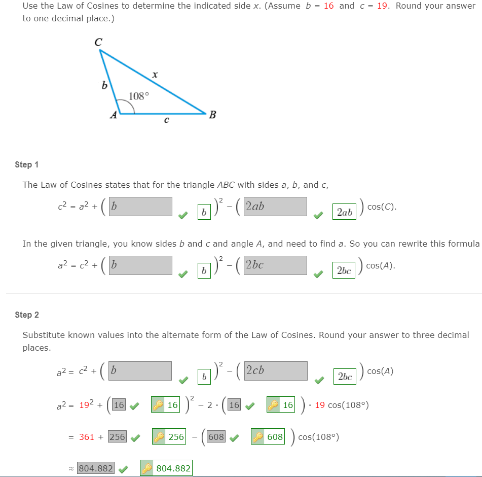 Solved Use the Law of Cosines to determine the indicated | Chegg.com