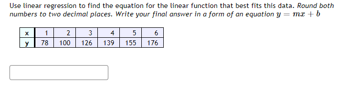 Solved Use linear regression to find the equation for the | Chegg.com